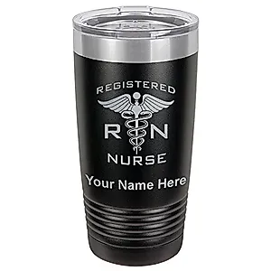 LaserGram 20oz Vacuum Insulated Tumbler Mug, RN Registered Nurse, Personalized Engraving Included (Black)