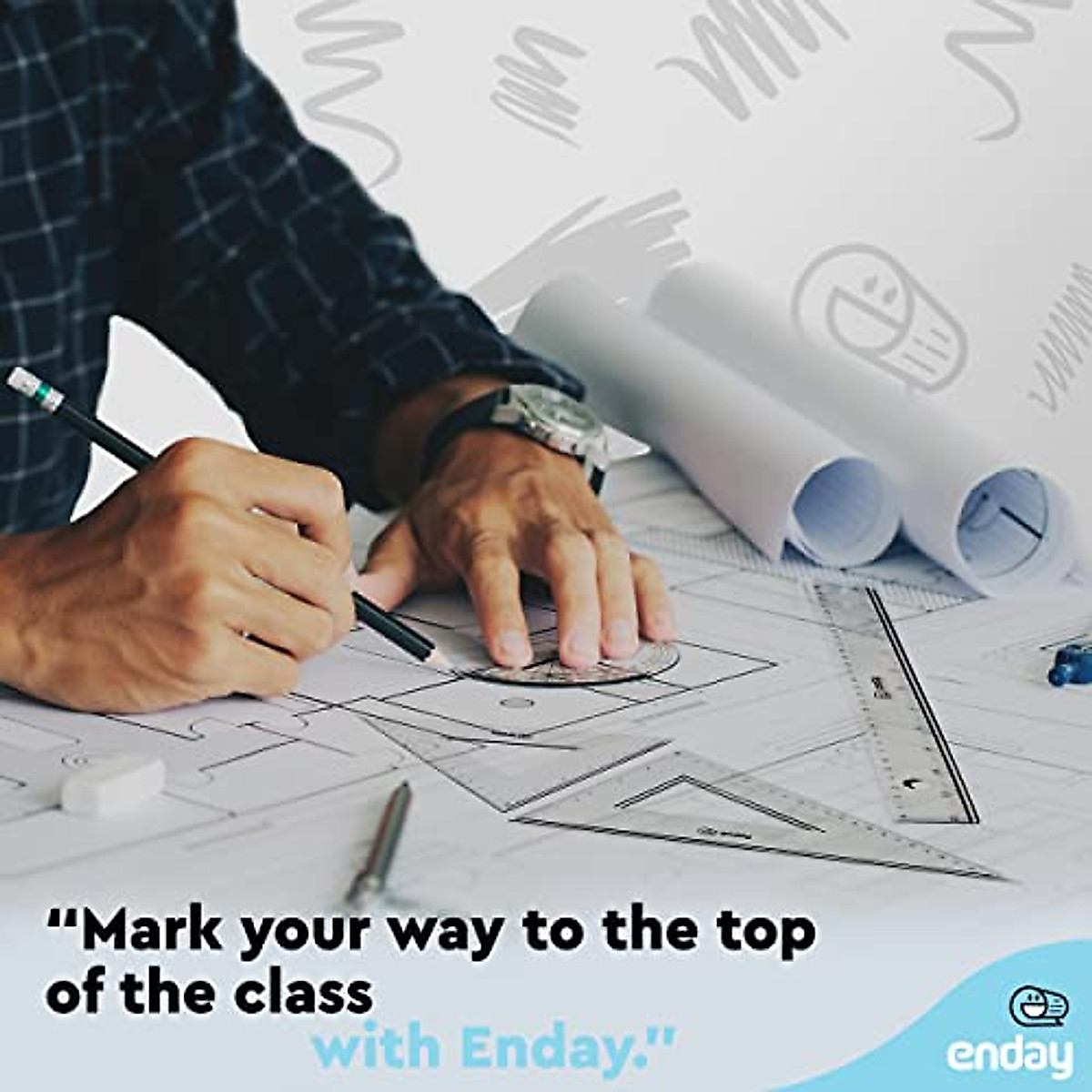 Geometry Plastic Ruler Set, Clear 12 inch/ 30 cm Straight Ruler, Triangle Rulers, Protractor Ruler Tool Set, Transparent School and Office Supplies Math Rulers for Kids and Adults, Set of 4 – By Enday