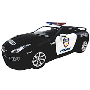 KiNSMART 2009 Nissan GT-R R35 Police Edition 5" 1:36 Scale Die Cast Metal Model Toy Car w/Pullback Action