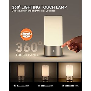 Table Lamp, [Advanced] Bedside Touch Control Lamp for Bedroom 3 Level Dimmable Warm White Lights with 256 RGB Color Mode Modern Design Smart Nightstand Desktop LED Lamps Portable for Read