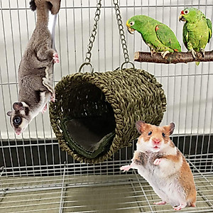 Leeko Pet Hammock Hamster Hanging Toy, 3 Piece Set House Hanging Bed Cage Toys for Small Animal Sugar Glider Squirrel Chinchilla Hamster Rat Playing Sleeping