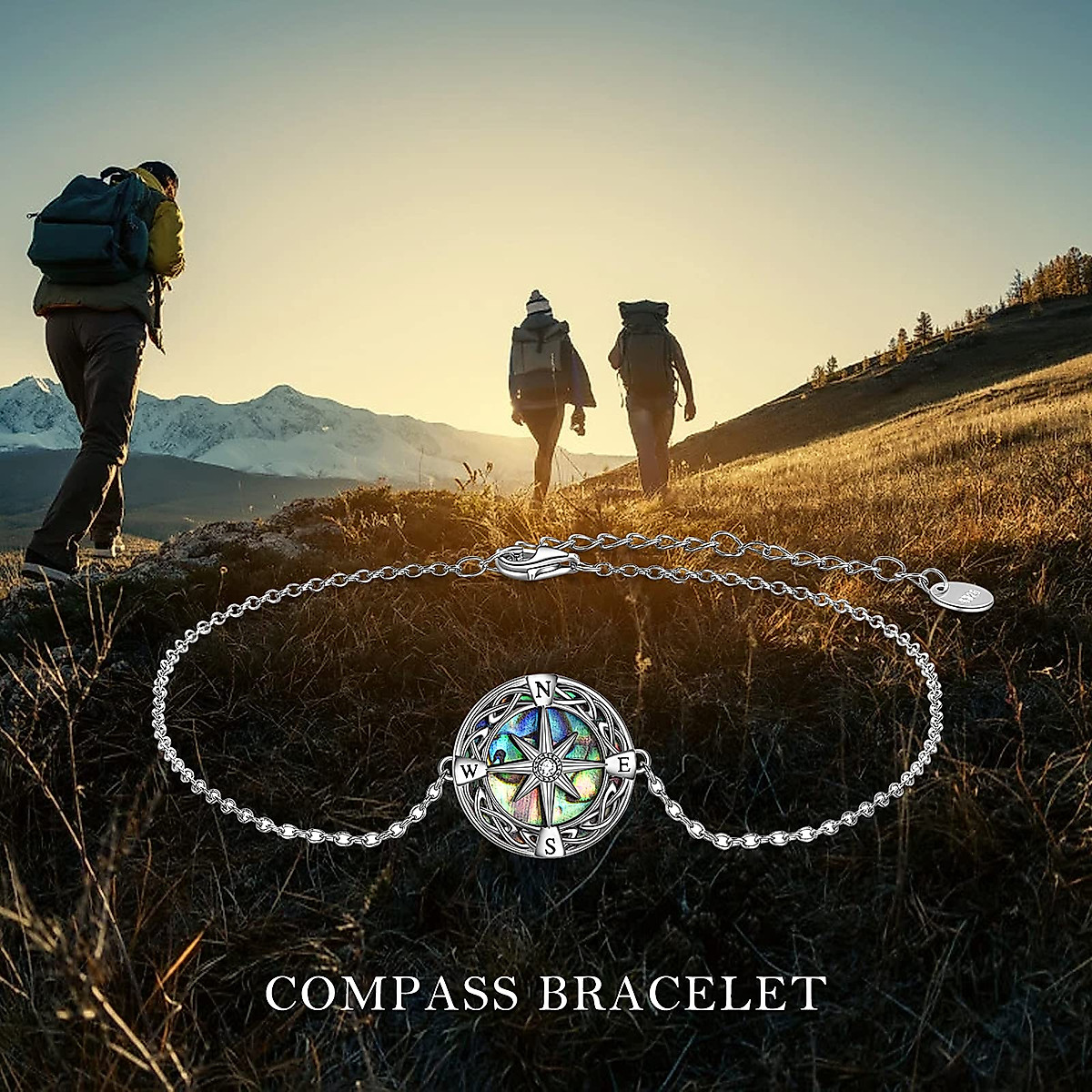 ONEFINITY Compass Bracelet Sterling Silver Celtic Knot Abalone Shell Bracelet Graduation Friendship Talisman Travel Bracelet Inspirational Graduation Jewelry Gifts for Women