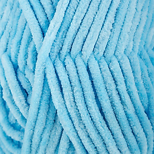 Sensy Velvet Crocheting Yarn - Baby Blanket Chenille, Amigurumi, 3.5 oz, 132 Yards, Bulky Gauge 5 (Baby Blue)