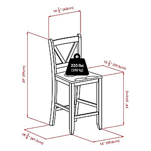 Winsome Lynnwood Collection 3 Piece Drop Leaf Table with 2 Counter V-Back Stools, Brown