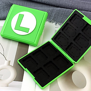 UFOPETIE 12 in 1 Games Card Case for Nintendo Switch Game Card,Compatible with Nintendo Switch Case Mario Theme,Game Case for Mario Cards,for Mario Switch Accessories-Mario Green L-Thumb Grip 2PCS