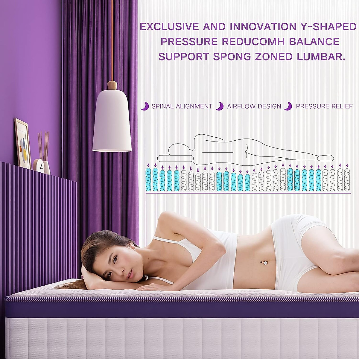 ANMIZ Queen Mattress in a Box, 10 inch Hybrid Queen Queen Mattress with Gel Memory Foam, Medium Firm Matress Queen Size, Queen Bed Mattresses 10 inch for Sleep Supportive & Pressure Relief