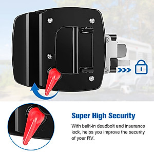 BEBOBLY RV Locks for Travel Trailers, RV Entry Door Lock with Paddle Deadbolt, 100% Zinc Alloy Metal Camper Door Latch Replacement Kit, with 4 RV Keys for Camper Cargo Hauler