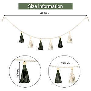 4 Pieces Macrame Woven Tassel Garland Decorative Tassels Banner Woven Tassel Hanging Garland Boho Tassel Wall Garland for Home Nursery Garden Classroom Decoration, 37.4 Inch