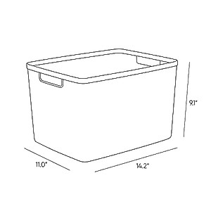 Curver Set of 4 Jute Large Decorative Plastic Organization and Storage Baskets Perfect Bins for Home Office, Closet Shelves, Kitchen Pantry and All Bedroom Essentials, White, 4