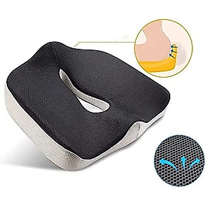 DULASP Memory Foam Seat Cushion for Office Chair,Non-Slip Sciatica Pillow for Sitting Helps with Sciatica Back Pain