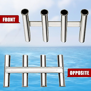 Stainless Steel Boat Fishing Rod Holder 4 Tubes Linkded Fishing Rod Rack Wall-Mounted Fishing Pod Racks for Marine Yacht Kayak Camper RV
