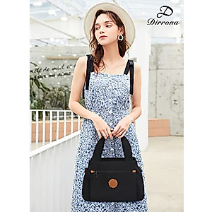 DIRRONA Fashion Women Handbag Canvas Ladies Shoulder Bag Womens Bag Multifunctional Crossbody Bag for Work Travel Casual Daily Nylon Handbags Black B