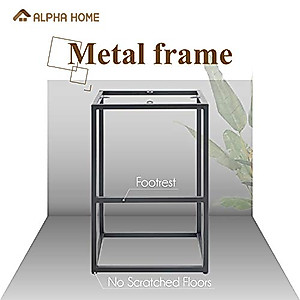 ALPHA HOME 24" Bar Stool Counter Height Bar Stools with Footrest Pu Leather Backless Kitchen Dining Cafe Chair with Thick Cushion & Sturdy Chromed Metal Steel Frame Base for Indoor Outdoor,Grey,2PC