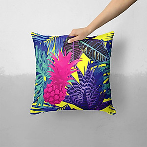 iiRov Hype Flourescent Summer Pineapple Pattern - Custom Decorative Home Decor Indoor or Outdoor Throw Pillow Cover for Sofa, Bed or Couch Cushion (Pillow CASE Cover ONLY)
