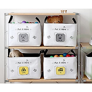 LLoptial Storage Basket, Fabric Storage Organizer Box with 4 Stickers for Home, Office, Shelf, Pet/Children Toys, Books, Clothes, Dolls