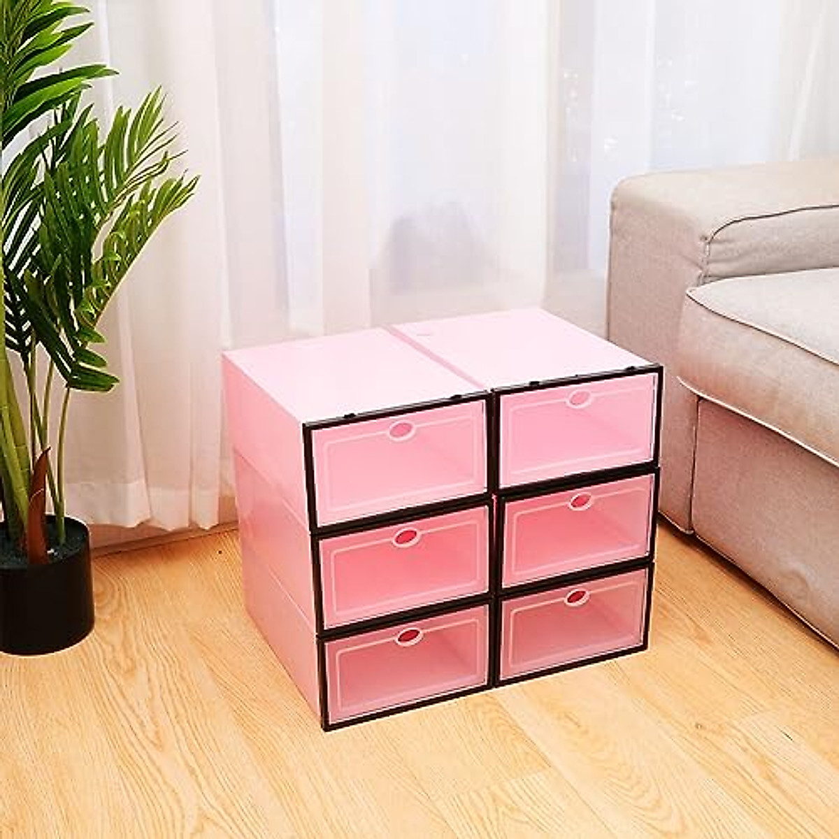 Zerodeko 6pcs Box Shoe Cabinet for Entryway Shoe Display Case Closet Shoe Holder Entryway Shoe Cabinet Clear Shoe Organizer Sneaker Storage Bins Men and Women Multifunction Showcase
