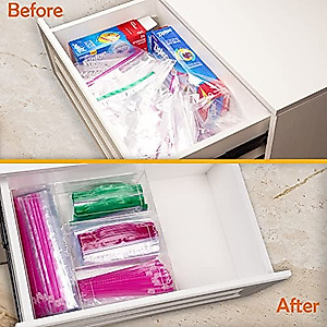 Aphbrada Acrylic Ziplock Bag Storage Organizer for Kitchen Drawer, Food Storage Bag Organizer Holders Compatible with Ziploc, Glad, Hefty, Gallon, Quart, Sandwich & Snack Variety Size Bag (Clear)