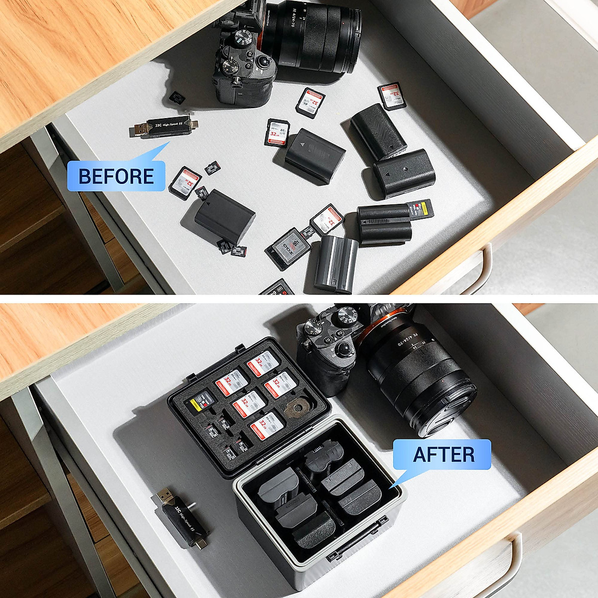 JJC DSLR Camera Battery & SD Micro SD XQD Card Case Holder for Canon LP-E6 LP-E6N LP-E6NH Nikon EN-EL15 EN-EL14 Sony NP-FZ100 Fujifilm NP-W126 NP-W235 Battery and More Below 1.5x0.9x2.4”