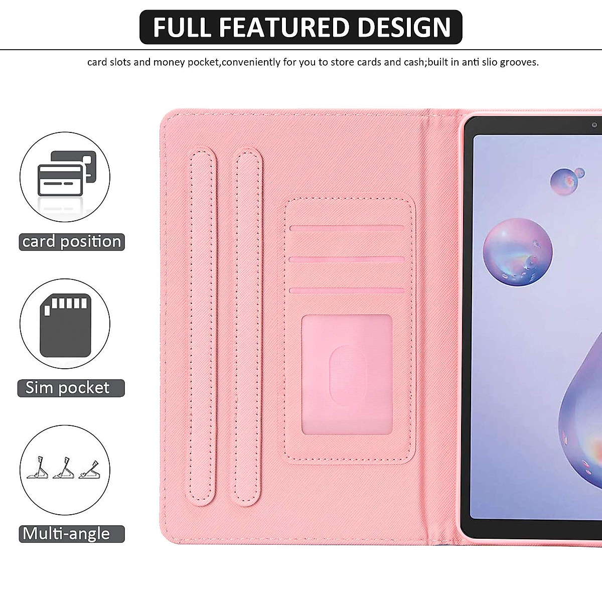 Dteck Case for Samsung Galaxy Tab A 8.4 2020 SM-T307 Verizon/Sprint/T-Mobile/AT&T, Slim Multi-Angle Folio Stand Premium PU Leather Case Protective Cover for T307 Galaxy Tab A 8.4 Tablet, Pink Unicorn