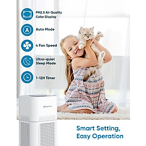Dayette Air Purifiers for Pets Large Room Up to 2200 Ft² with Air Quality Monitor,Auto Mode and Sleep Mode, HEPA Filter Captures Pet Allergies, Smoke, Dust, Pollen, AP301 Pet