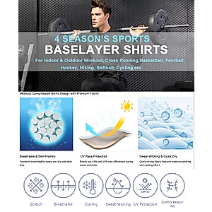 Blue Men's Compression Shirts Long Sleeve, Dry Fit Athletic Workout Gym Shirts Sports Base Layer Top Running T-Shirt