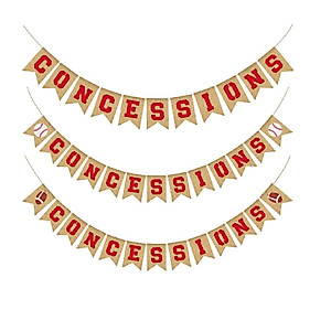Baseball Theme Concessions Banner Burlap Bunting Banner Garland for Sports Party Decoration -#1