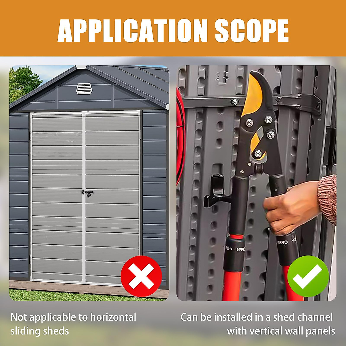 Storage Shed Tool Hooks for Lifetime Resin Storage Shed 5Pcs (Does NOT Work on Any Sheds with Horizontal Siding)