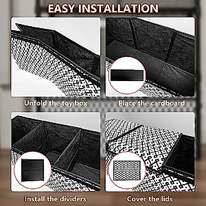 YUNLINLI Toy Box Chest for Boys Girls Toy Organizer and Storage Bins Organizer with Removable Lids Foldable Toy Chest Storage Bin for Playroom Bedroom Large Size 40x14x16inch