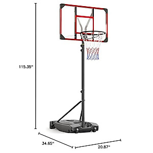 Yohood Kids Basketball Hoop Outdoor 4.82-8.53ft Adjustable, Portable Basketball Hoops & Goals for Kids/Teenagers/Youth in Backyard/Driveway/Indoor, with Enlarged Base and PC Backboard