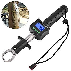 25kg/55lb Muti-Function 3-in-1 Fish Lip Fish Lip Grabber with Digital Weight Scale & 1m Tape Measure for Fly Fishing Tool, Fishing Gear, Fishing Gifts for Men