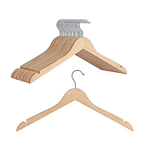 StorageWorks Wooden Hangers, Slim Natural Wood Hangers, Premium Solid Wood Clothes Hanger for Tank Top, T-Shirt, Strap Dress, 20 Pack, Natural Wood Color