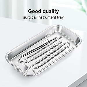 Annhua 304 Stainless Steel Lab Tray 3 Pack Surgical Instrument Trays 8.86" x 4.7" x 0.8", Lab Tray Small for Laboratory, Tattoo Station, Bathroom Organizer