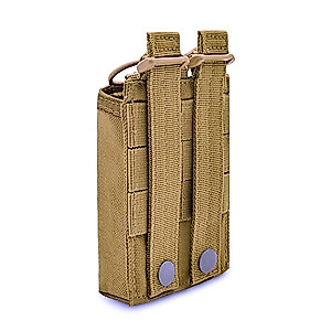 Molle Radio Pouch Radio Holster Tactical Radio Holder Duty Belt Accessories Military Heavy Duty Radio Bag for Two Ways Walkie Talkies Adjustable Storage with 1 Pack Patch (Tan)