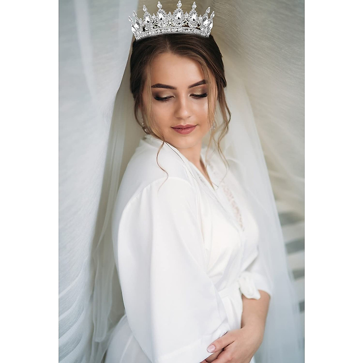 COCIDE Silver Crown for Women Crystal Wedding Tiara and Crowns for Girls Rhinestones Queen Headband Princess Hair Accessories for Big Kids Party Bridal Birthday Prom Costume Cosplay