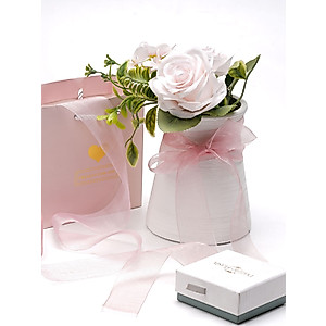 Pink Organza Ribbon for Gift Wrapping, FAKILO 2 Inch Shimmer Sheer Wrapping Ribbon for Bouquet, Wedding, Christmas Gift - 50 Yards Each Roll