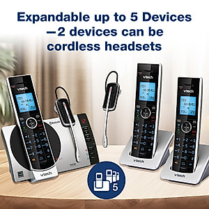 VTech Connect to Cell DS6771-3 DECT 6.0 Cordless Phone - Black, Silver, 6.9" x 4" x 6.6"