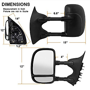 AKKON - For 00-05 Excursion 1999-2016 SuperDuty Pickup Truck Extendable Towing Manual Mirrors Left + Right Side Pair Replacement