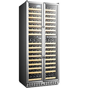 Wine Cooler Refrigerator 2 Glass Door 321 Bottles Dual Zone Reversible Commercial Cooler For Restaurant Bar Grocery Store NSF WI321DD