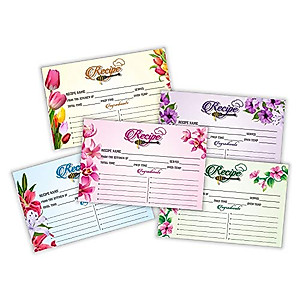 PARTH IMPEX Recipe Cards - (Pack of 50) 4x6 Double Sided, Floral Cards for Family Recipes, Wedding Shower, Bridal Shower, Baby Shower, Housewarming Gifts