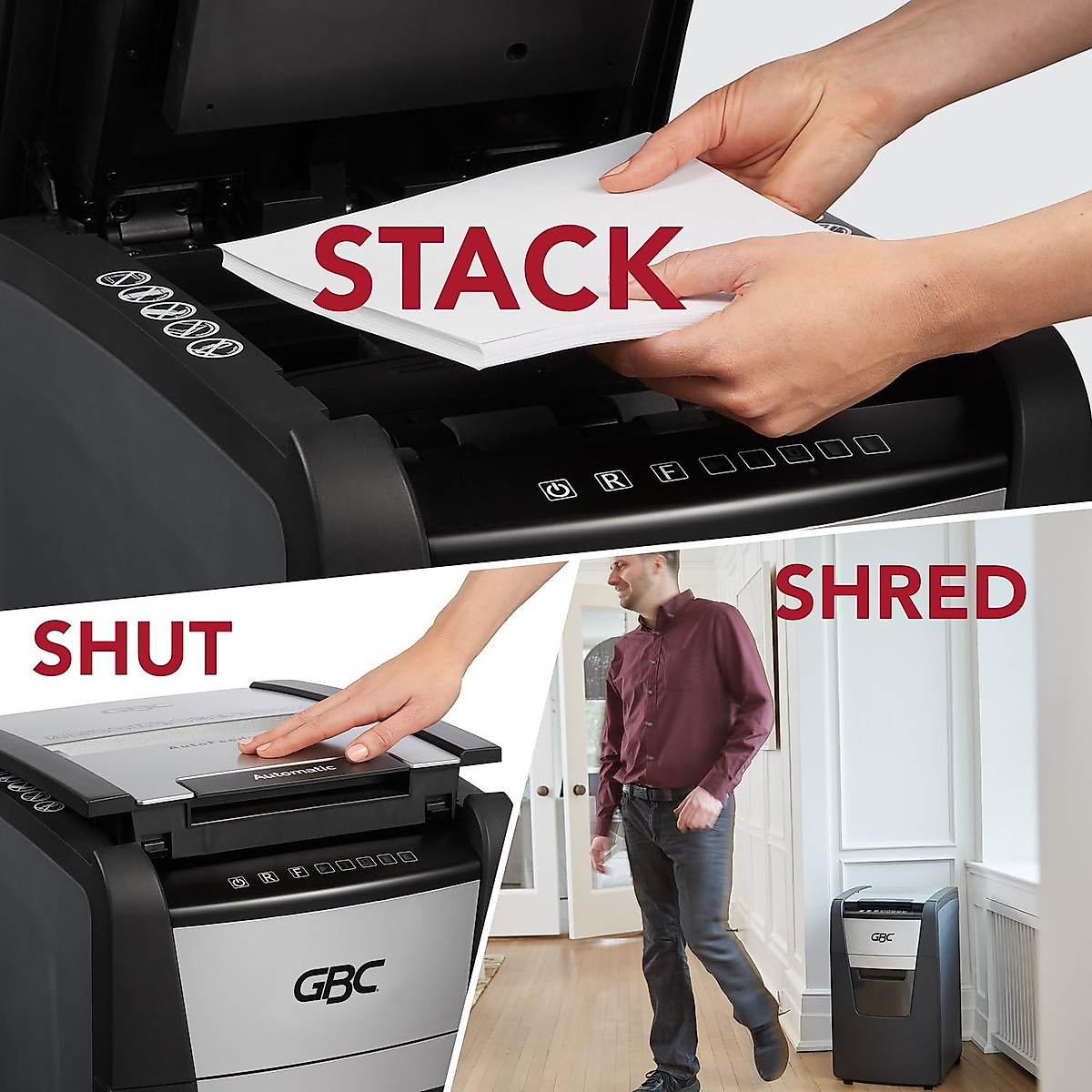GBC 150X Paper Shredder, Auto Feed+, 150 Sheet Capacity, Super Cross-Cut, Home Office Shredding (WSM1757604)