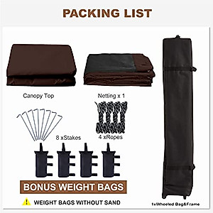 MASTERCANOPY Pop-Up Easy Setup Outdoor Canopy with Netting Screen Walls (8x8, Brown)