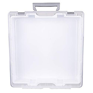AB Designs 6899ABD Super Satchel Double Deep with Lift-Out Tray and Removable Dividers, Stackable Home Storage Organization Container, Clear with Sliver Latches and Handle