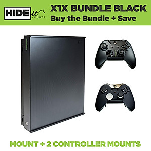 HIDEit Mounts X1X Bundle, Wall Mounts for Xbox One X and Controllers, Steel Mounts for Xbox One X and Two Controller Mounts to Safely Store Your Xbox One X and Xbox Controller Near or Behind TV