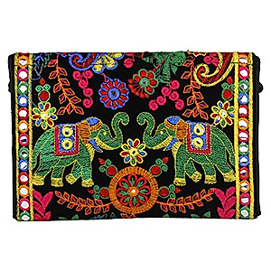 Elephant Sling Bag, Foldover Clutch, Hand Bag, Shoulder Bag & Cross Body Bag for Women & Girls (Black Color))