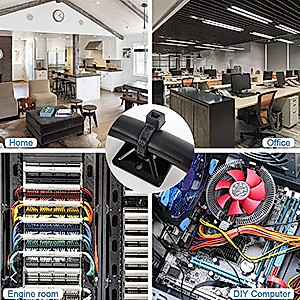 Strong Self Adhesive Wire Clips Cable Zip Tie Mounts 3/4" with 6 Inch Zipties Black UV Protection Outdoor 100 Pcs,Sticky Wire Fasteners Cable Guide Management Mounting Suqare Holder Anchor Base Small