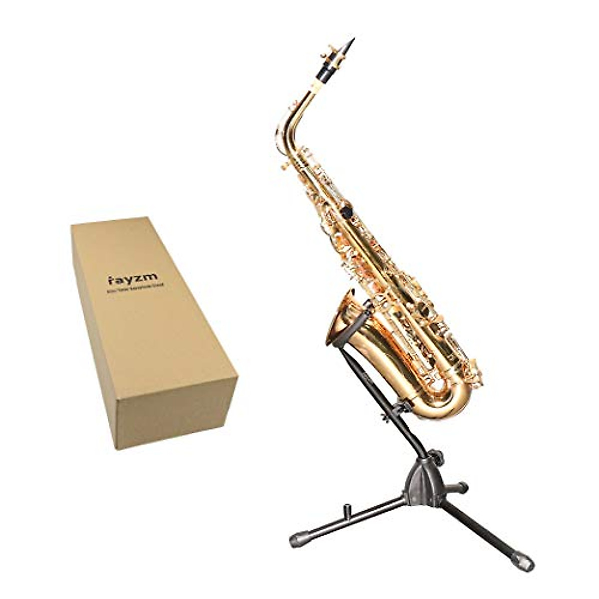 Rayzm Alto/Tenor Saxophone Stand with Detachable Flute/Clarinet Holder, Adjustable Portable Stand for Alto Saxophone, Tenor Saxophone, Clarinet & Flute. Folding Legs, Easy to Assemble and Disassemble.