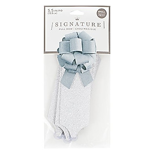 Hallmark Signature 5" Gift Bow (Silver Glitter) DIY Pull Bow for Christmas, Holidays, Weddings, Anniversaries, Birthdays and More