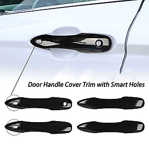 sportuli Black Side Door Mirror Caps + Door Handle Covers Replace for 2018 2019 2020 2021 2022 2023 2024 Toyota Camry Accessories, with Smart Key Holes (Black)