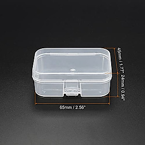 PATIKIL Clear Storage Container with Hinged Lid 65x45x24mm, 12 Pack Plastic Rectangle Box for Beads Art Craft