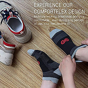 Compression Running Socks (6 Pairs) for Men and Women, Low Cut No Show Running Ankle CompressionSocks with Arch Support for Plantar Fasciitis, Cyling, Athletic, Flight, Travel, Nurses. Black S/M